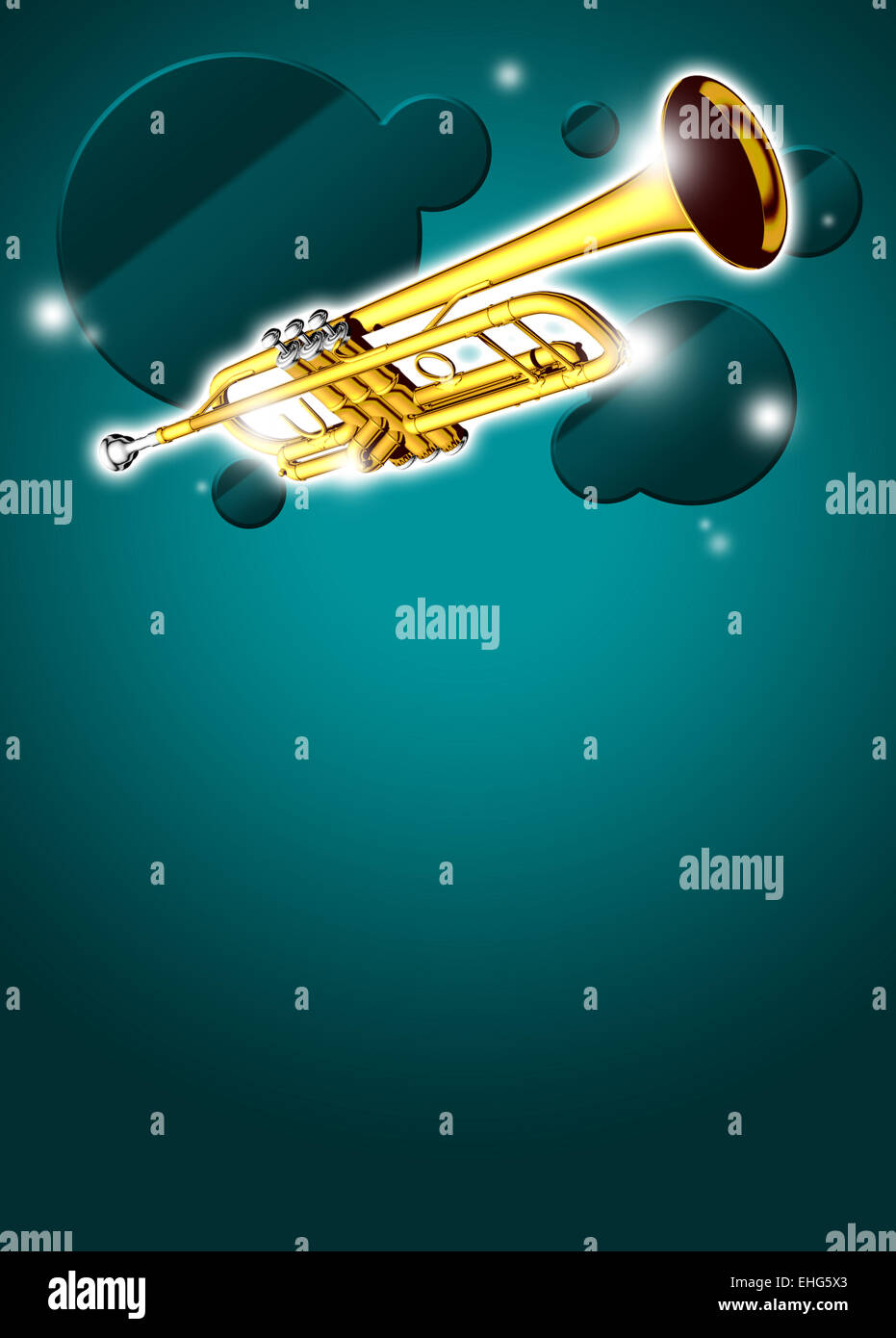 Abstract trumpet music invitation poster or flyer bacground with space ...