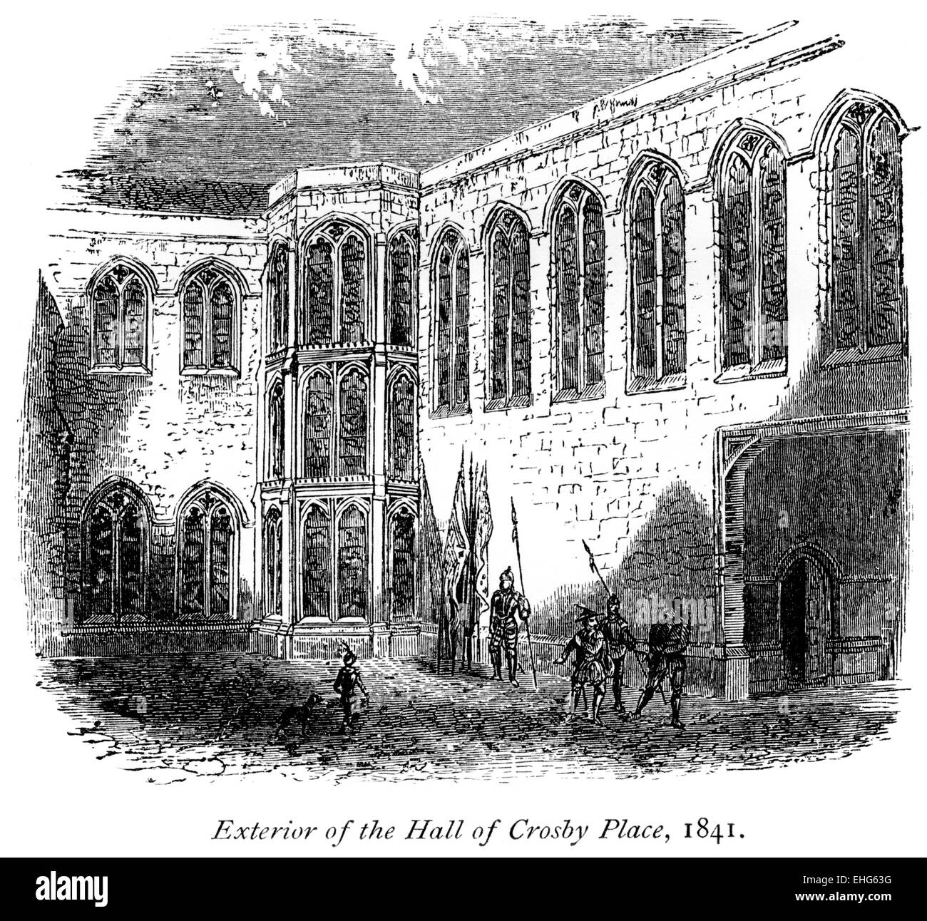Engraving of the Exterior of the Great Hall of Crosby Place (Crosby ...