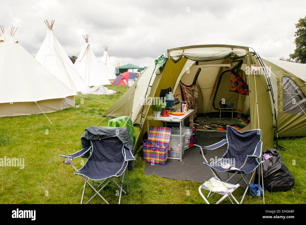 Camping at a festival in England Stock Photo - Alamy