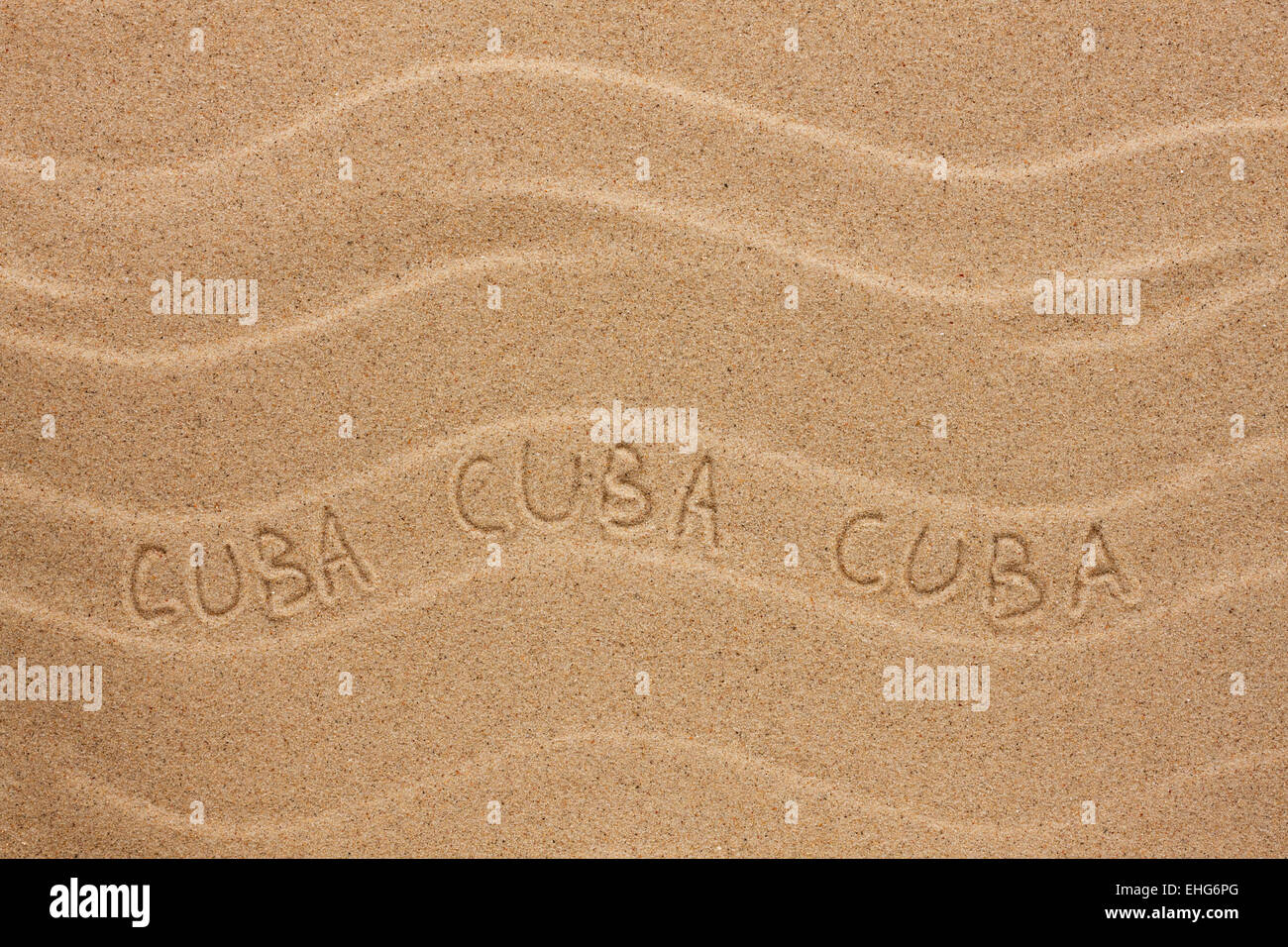 Cuba inscription on the wavy sand, as background Stock Photo - Alamy