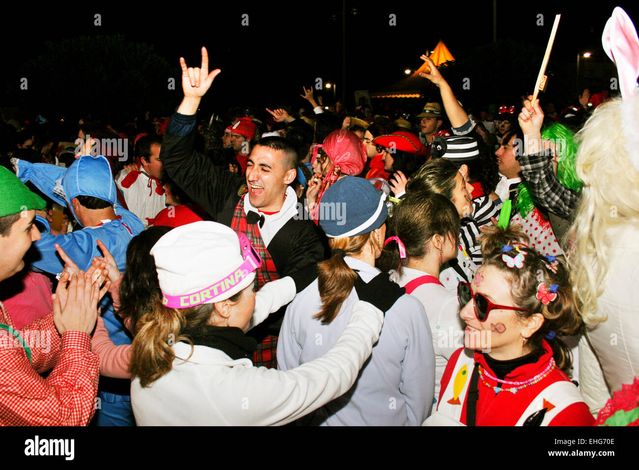 Crazy crowd at the Pego festival Spain Stock Photo - Alamy