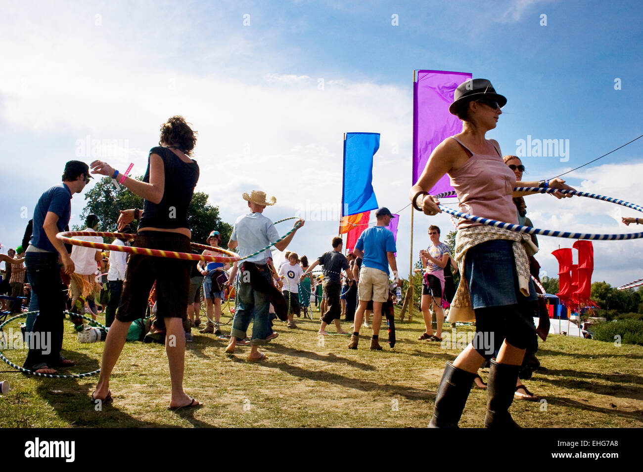 People with hula hoops at The Secret Garden Party festival England ...