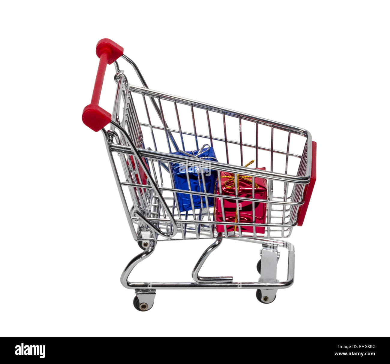 Supermarket basket gift boxes Cut Out Stock Images & Pictures - Alamy