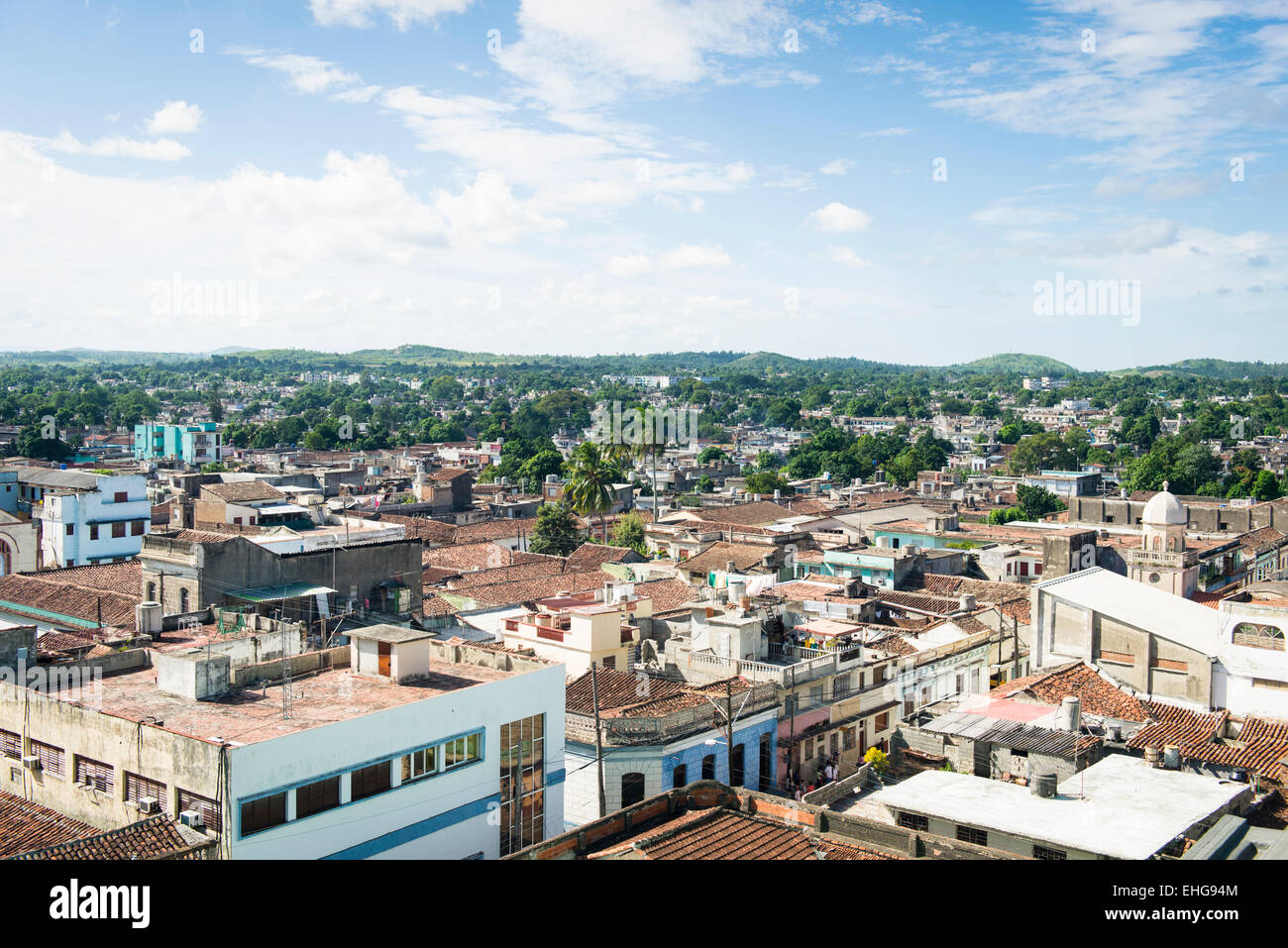 Cuba Santa Clara scenery scene view panorama town & surrounding hills ...