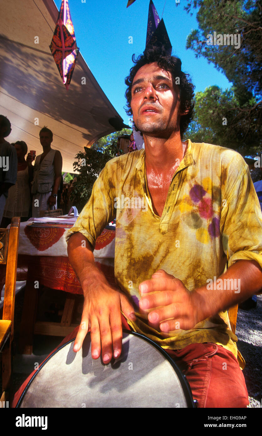 Bongo player in Ibiza 1999 Stock Photo - Alamy