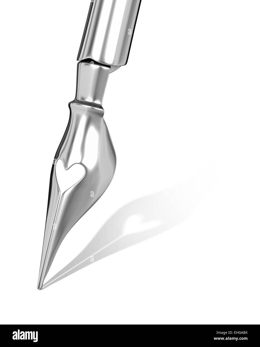 Metal ink pen nib with a heart shaped hole Stock Photo - Alamy