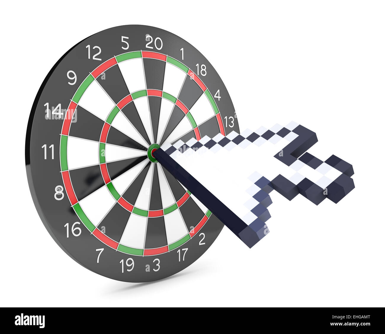 Arrow cursor hits the dartboard Stock Photo - Alamy