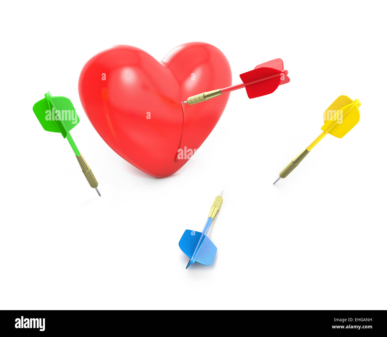 One dart hit the red heart Stock Photo - Alamy