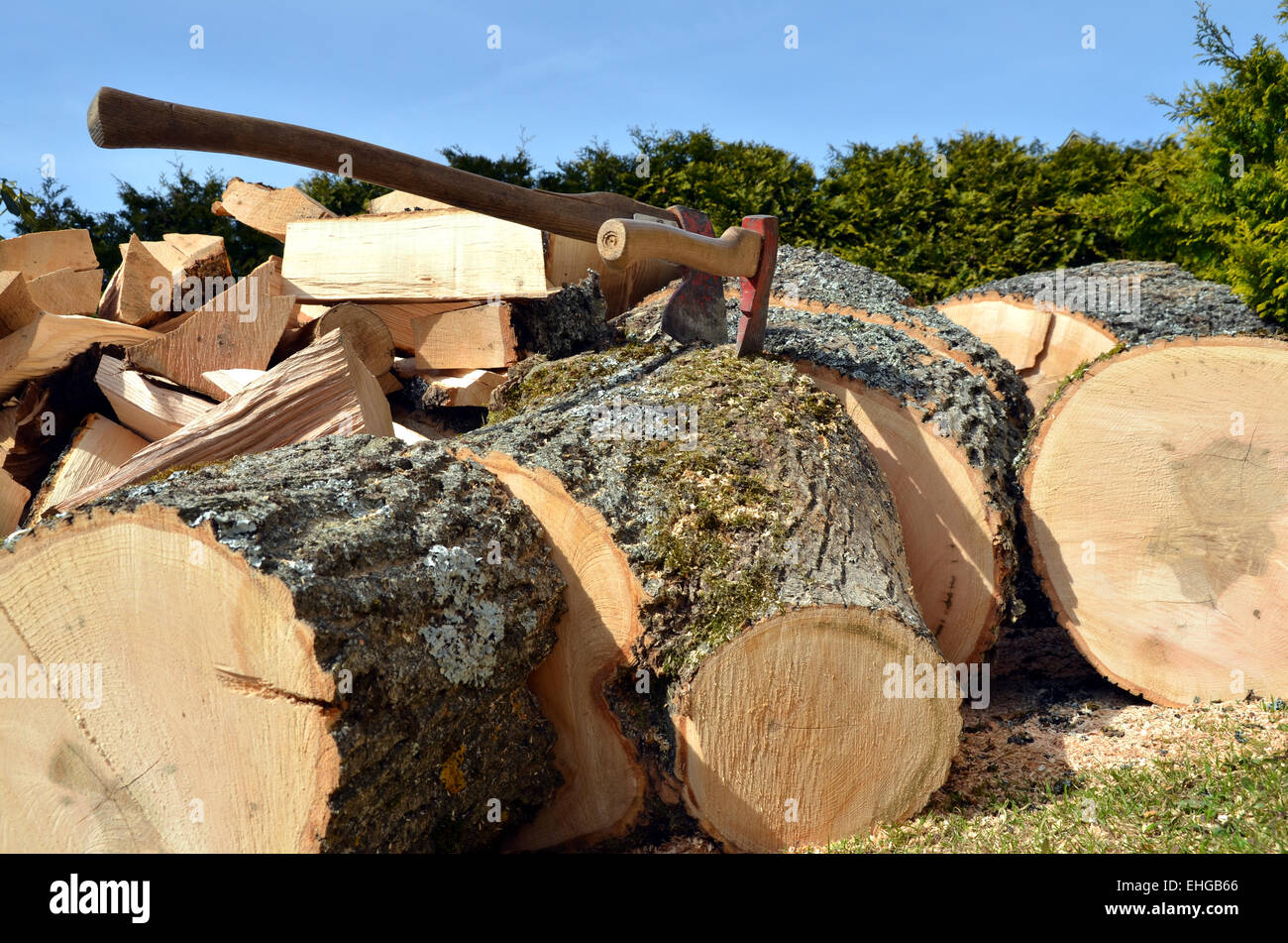 Hardwood wood fire ax Stock Photo - Alamy