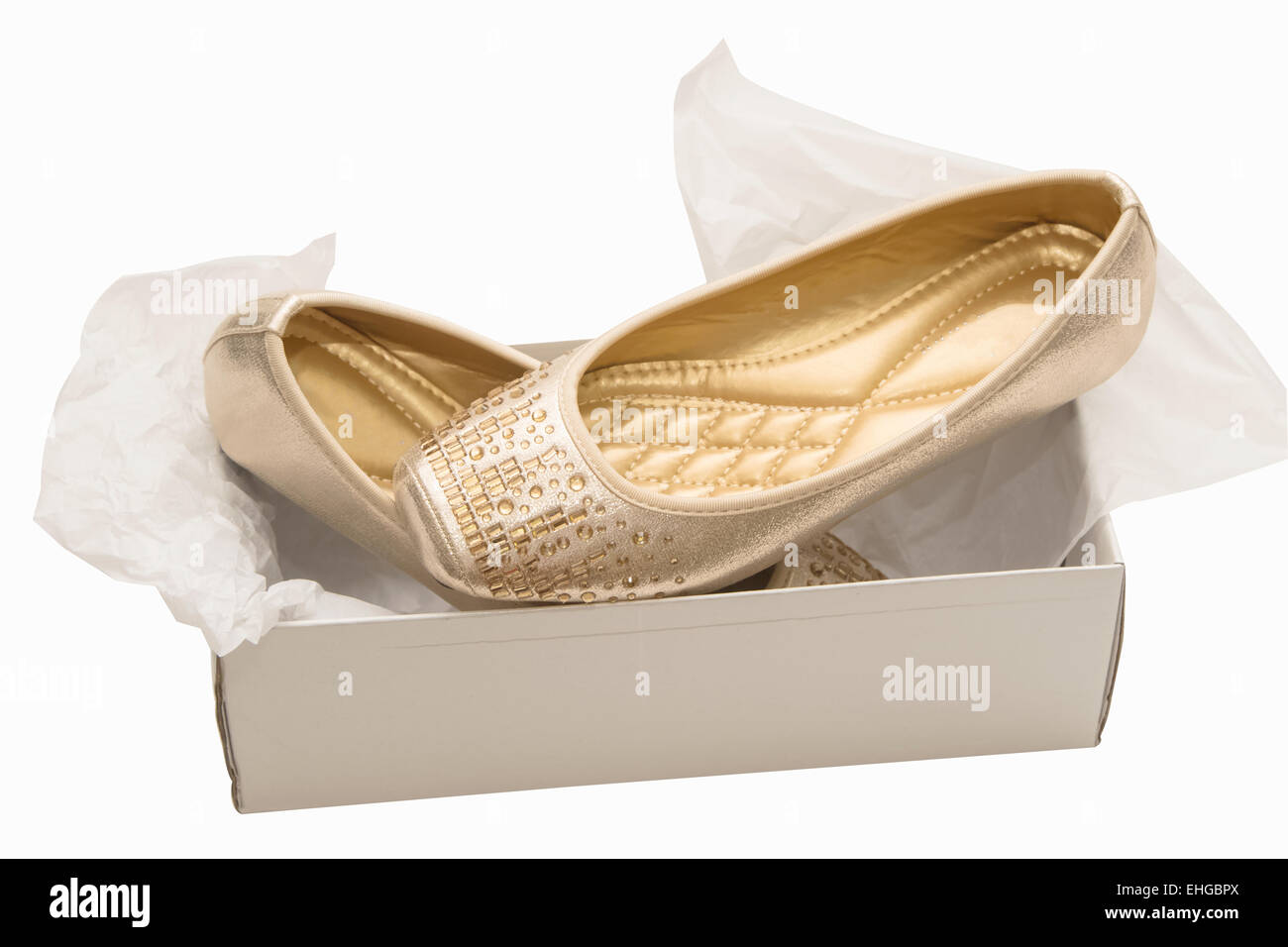 Pair of beige female shoes in shoe box,clothing and accessory Stock ...
