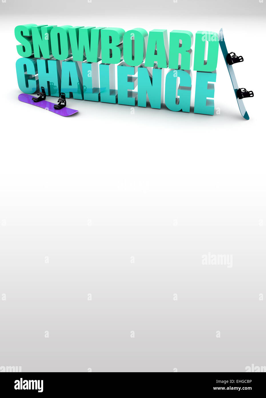 Snowboard challenge 3D text background with space Stock Photo - Alamy