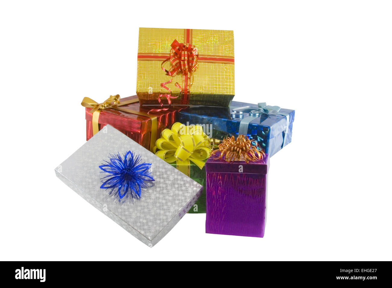 Color gift boxes isolated on the white Stock Photo - Alamy