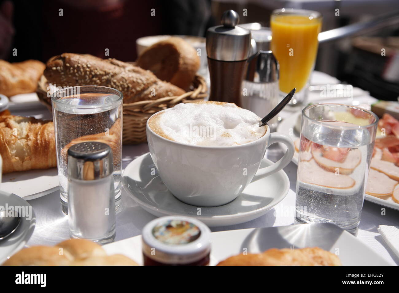 Rich breakfast table Stock Photo - Alamy