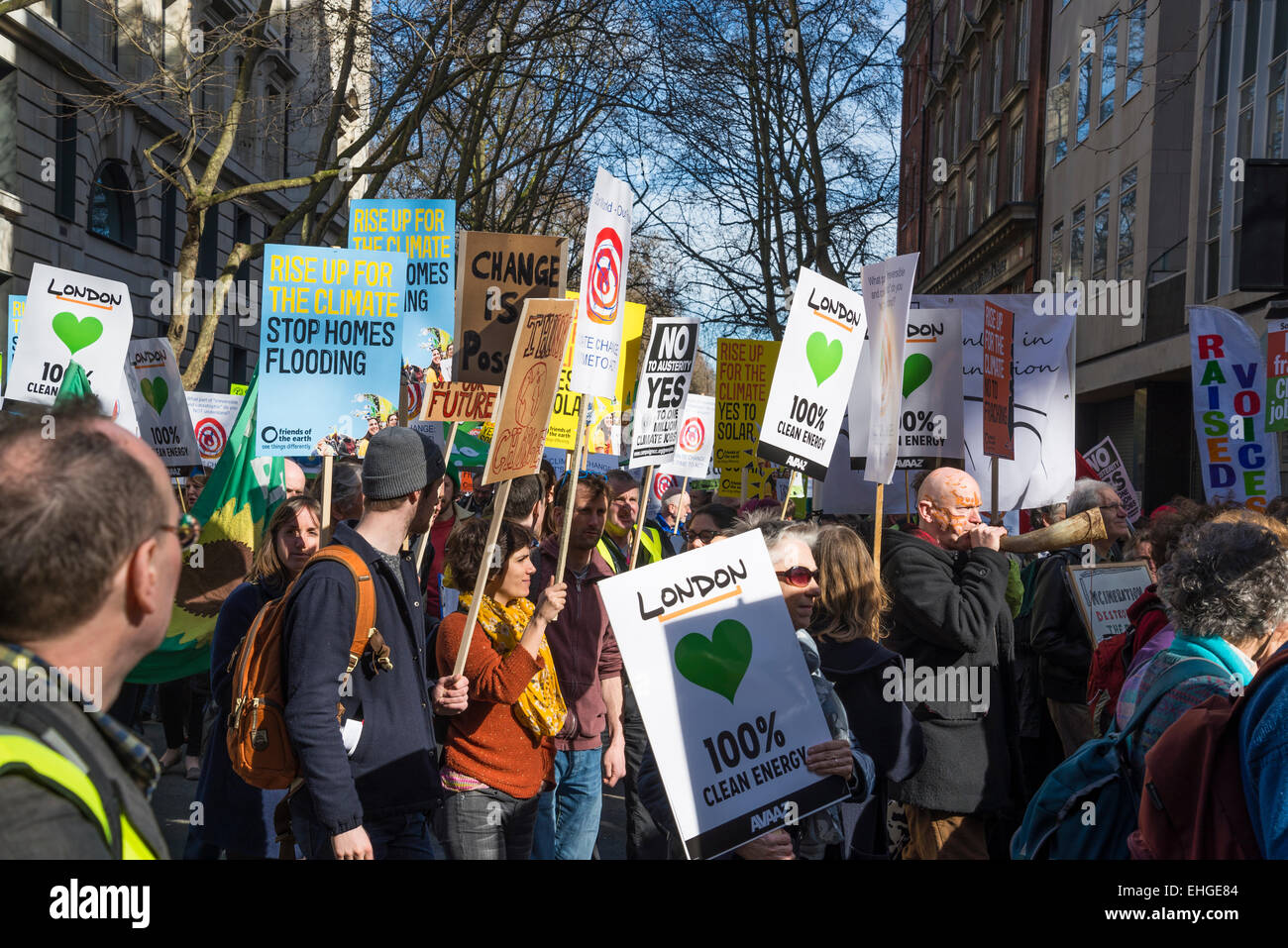 Campaign Against Climate Change demonstration, London, 7 March 2015, Uk ...