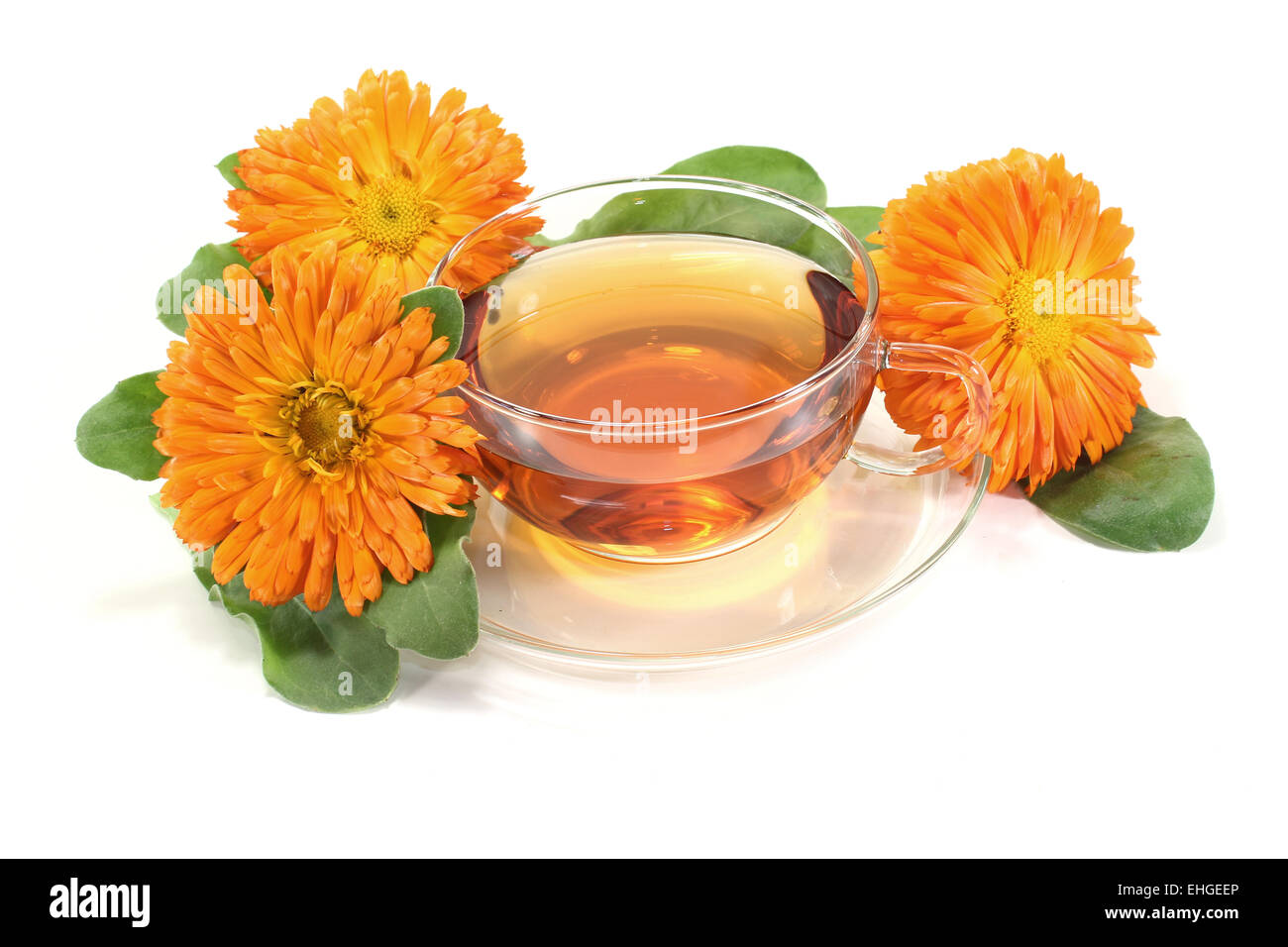 fresh marigold tea Stock Photo - Alamy