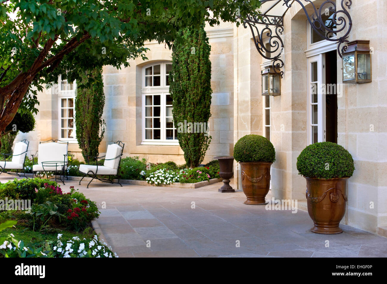 Terrace of a French mansion near Bordeaux Stock Photo - Alamy