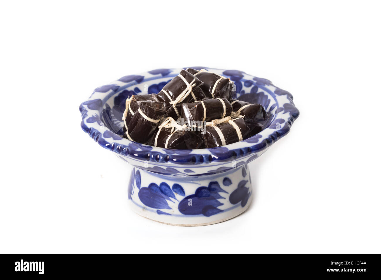 Thai dessert , Pattern of brown Thai sticky dessert in the plate Stock ...