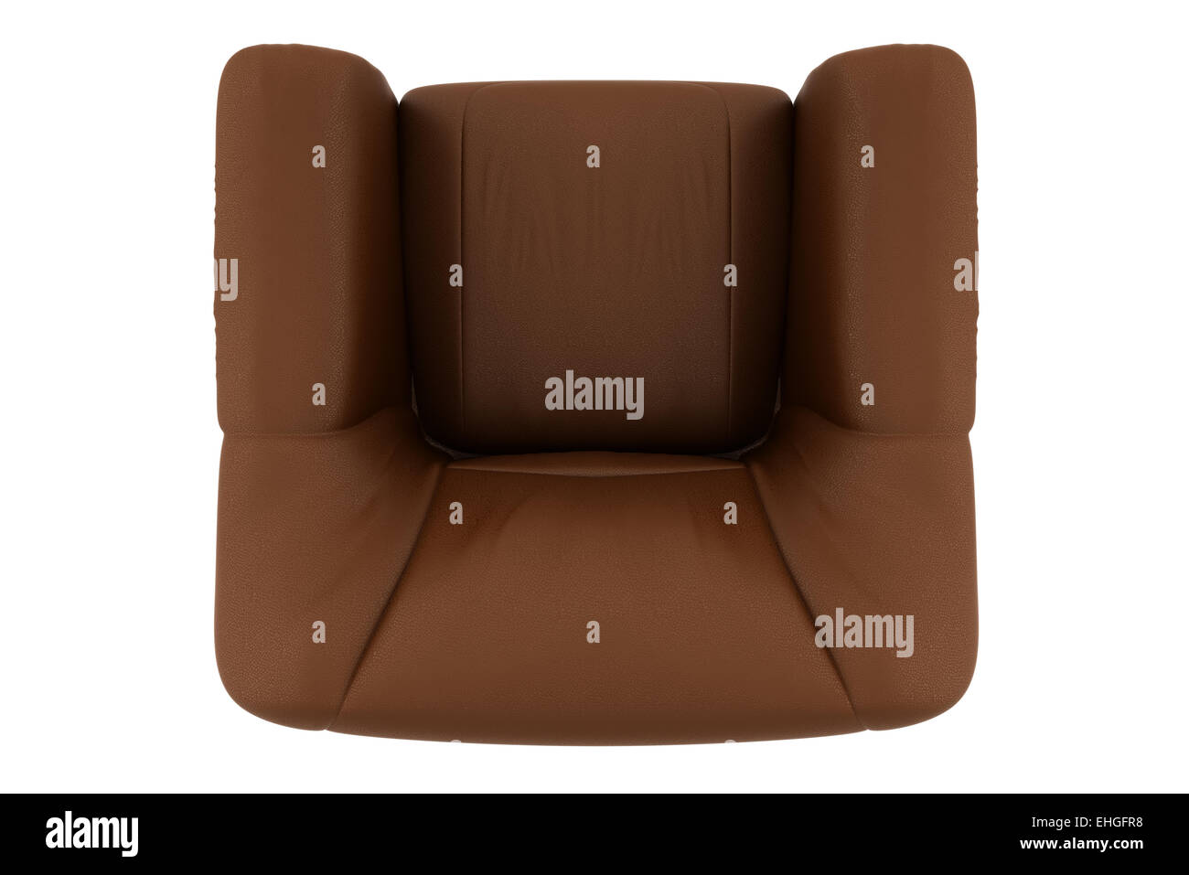 top view of brown leather armchair isolated on white background Stock ...
