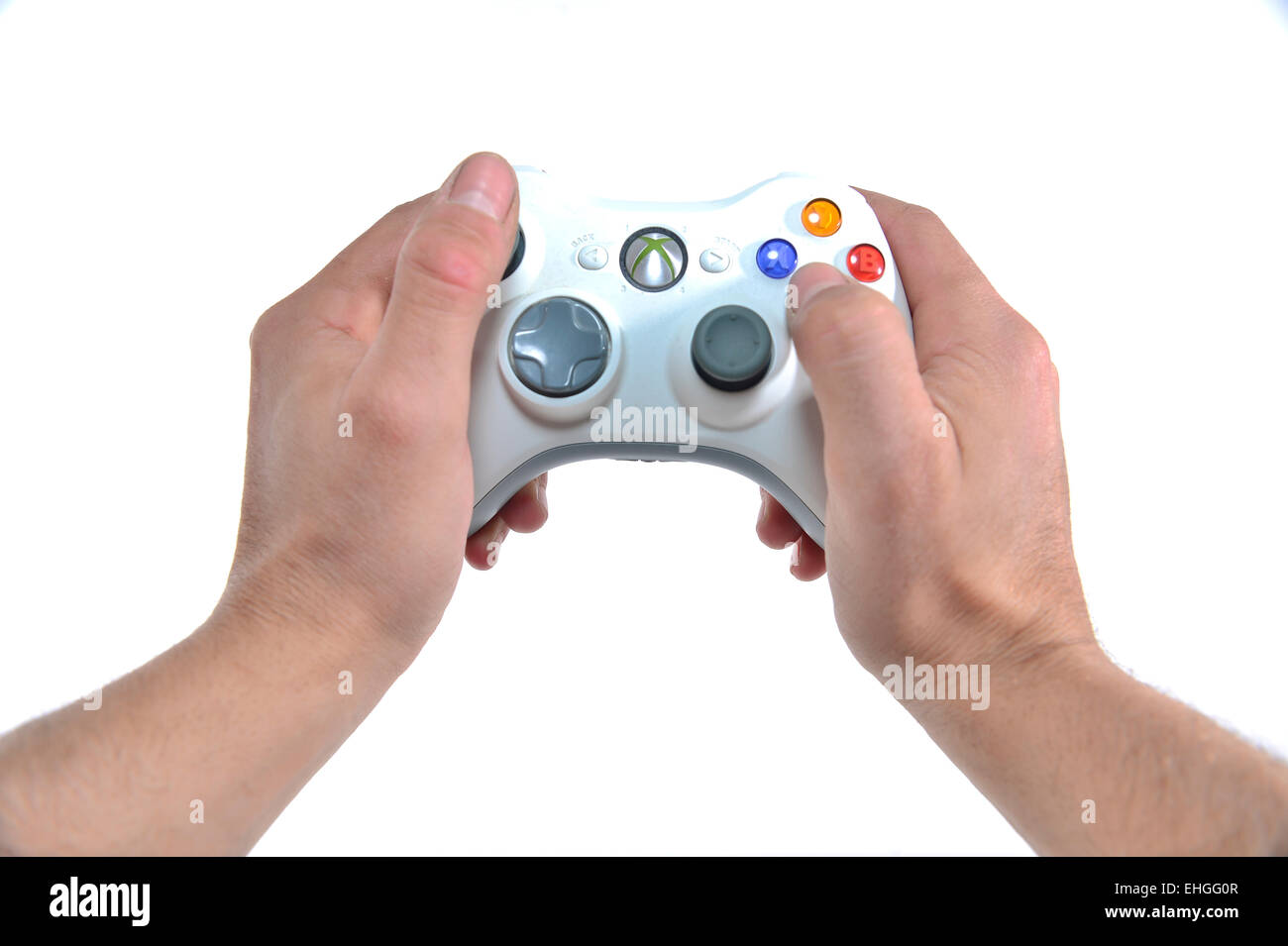 first person view of a person playing with an xbox 360 Microsoft ...