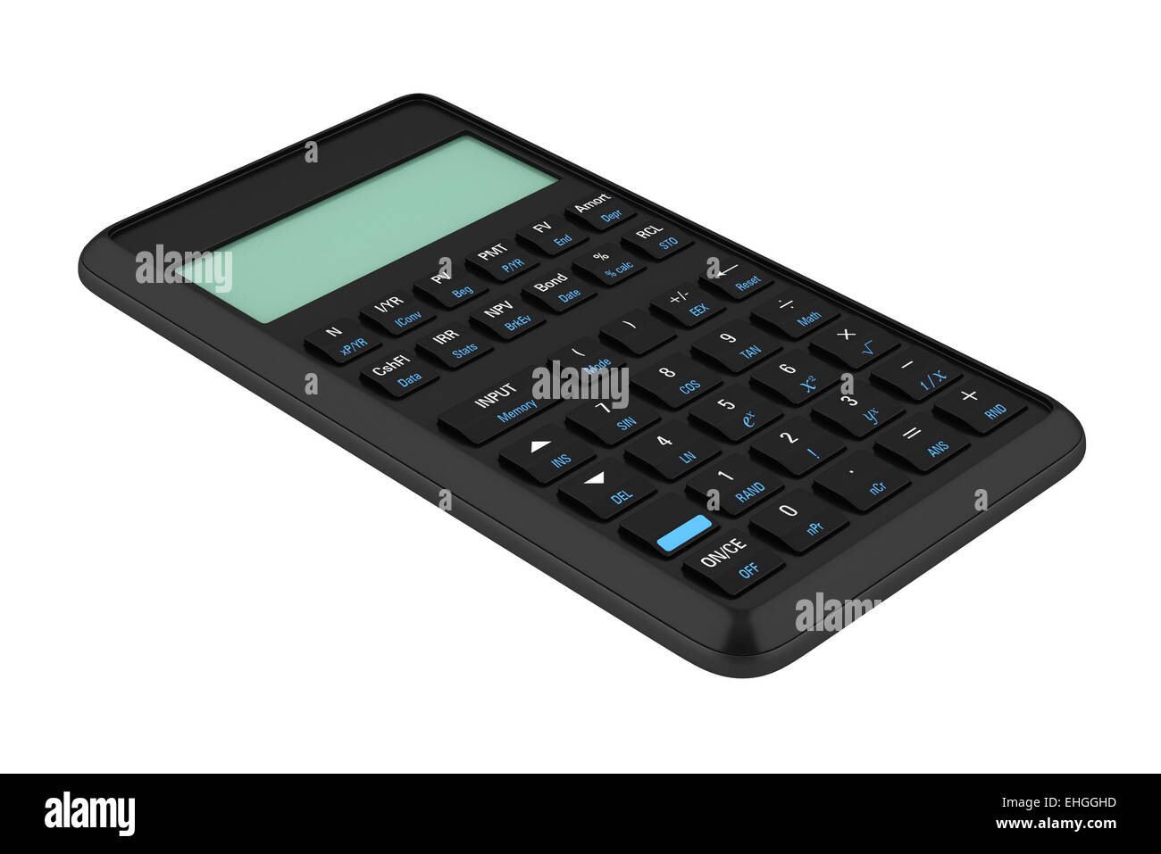 black plastic calculator isolated on white background Stock Photo - Alamy