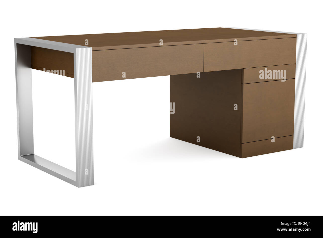 modern brown office wooden table isolated on white background Stock ...