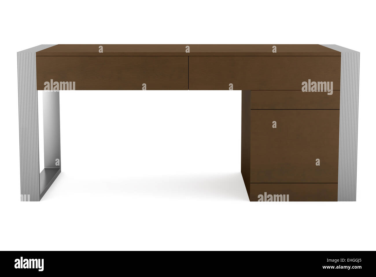 modern brown office wooden table isolated on white background Stock ...