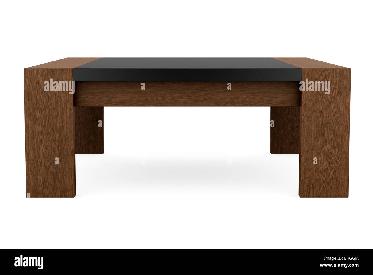 modern brown wooden table isolated on white background Stock Photo - Alamy