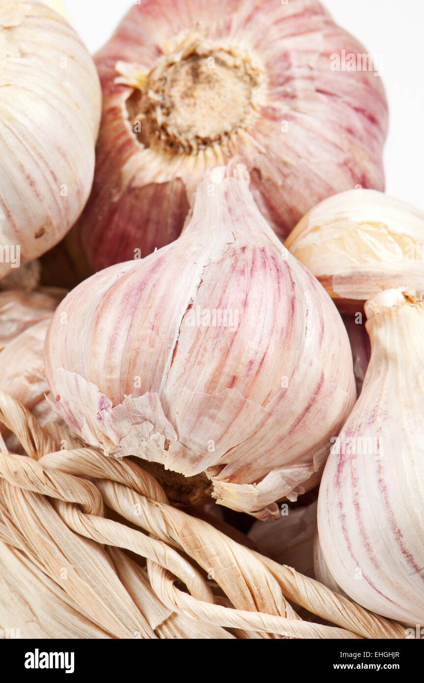 Fresh Garlic Isolated On White Background Stock Photo - Alamy