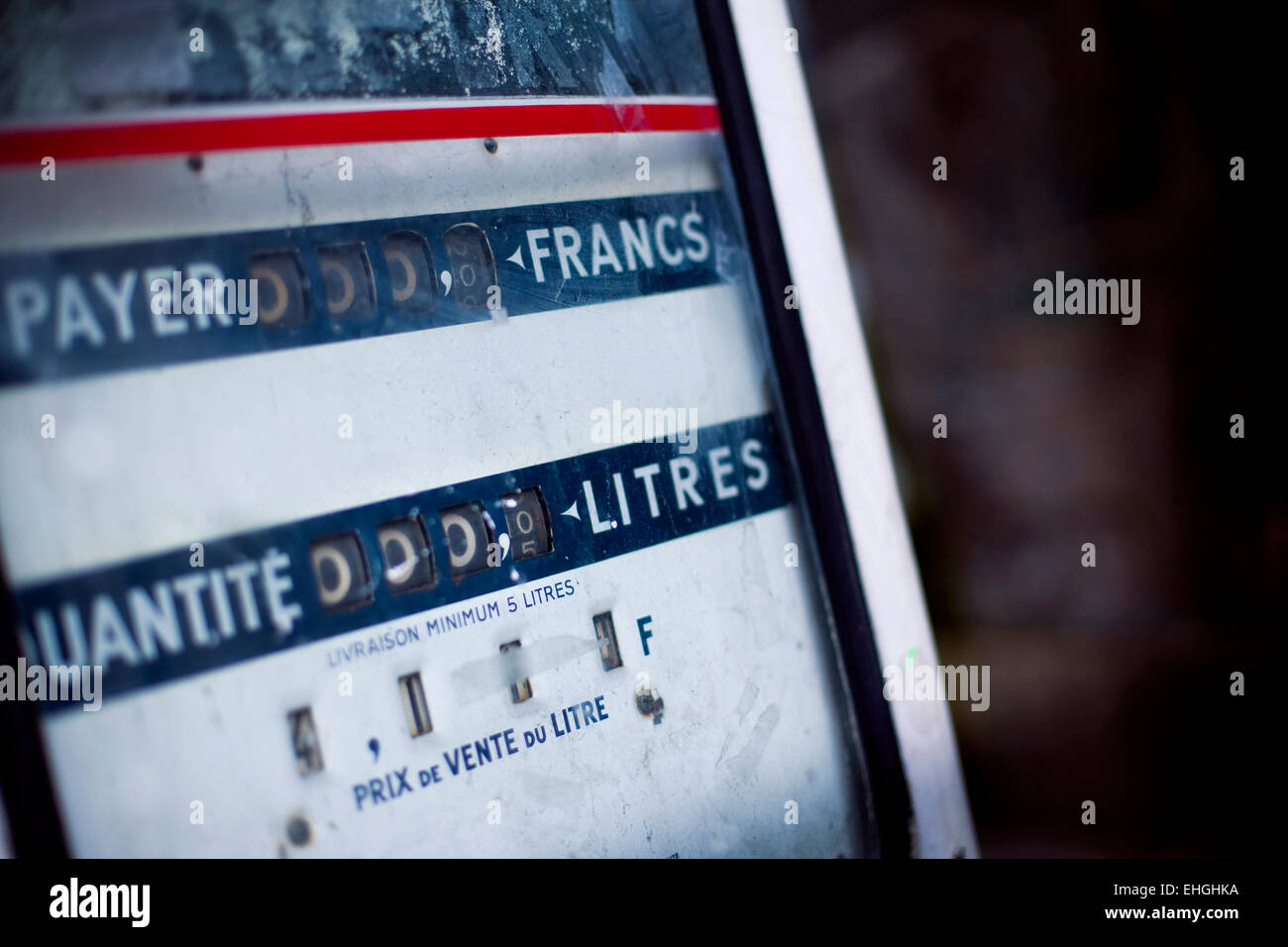 Close up of an old French gas pump Stock Photo - Alamy