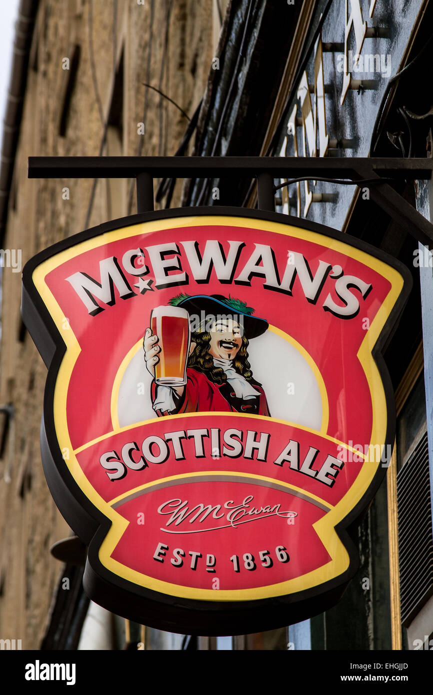 William McEwan`s Scottish Ale (1856) pub sign outside a local pub Ancum ...