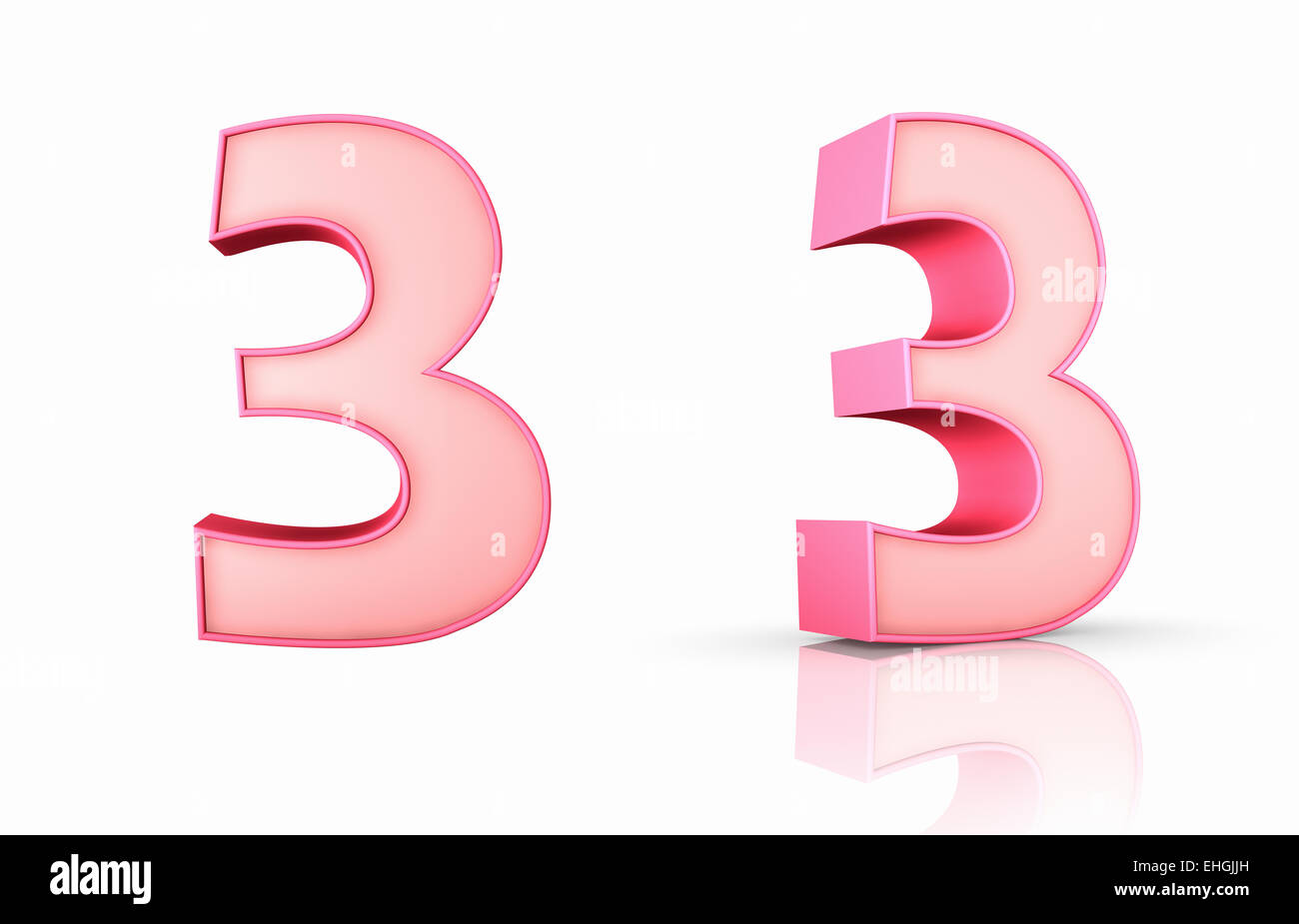 Pink Number Three Stock Photo - Alamy