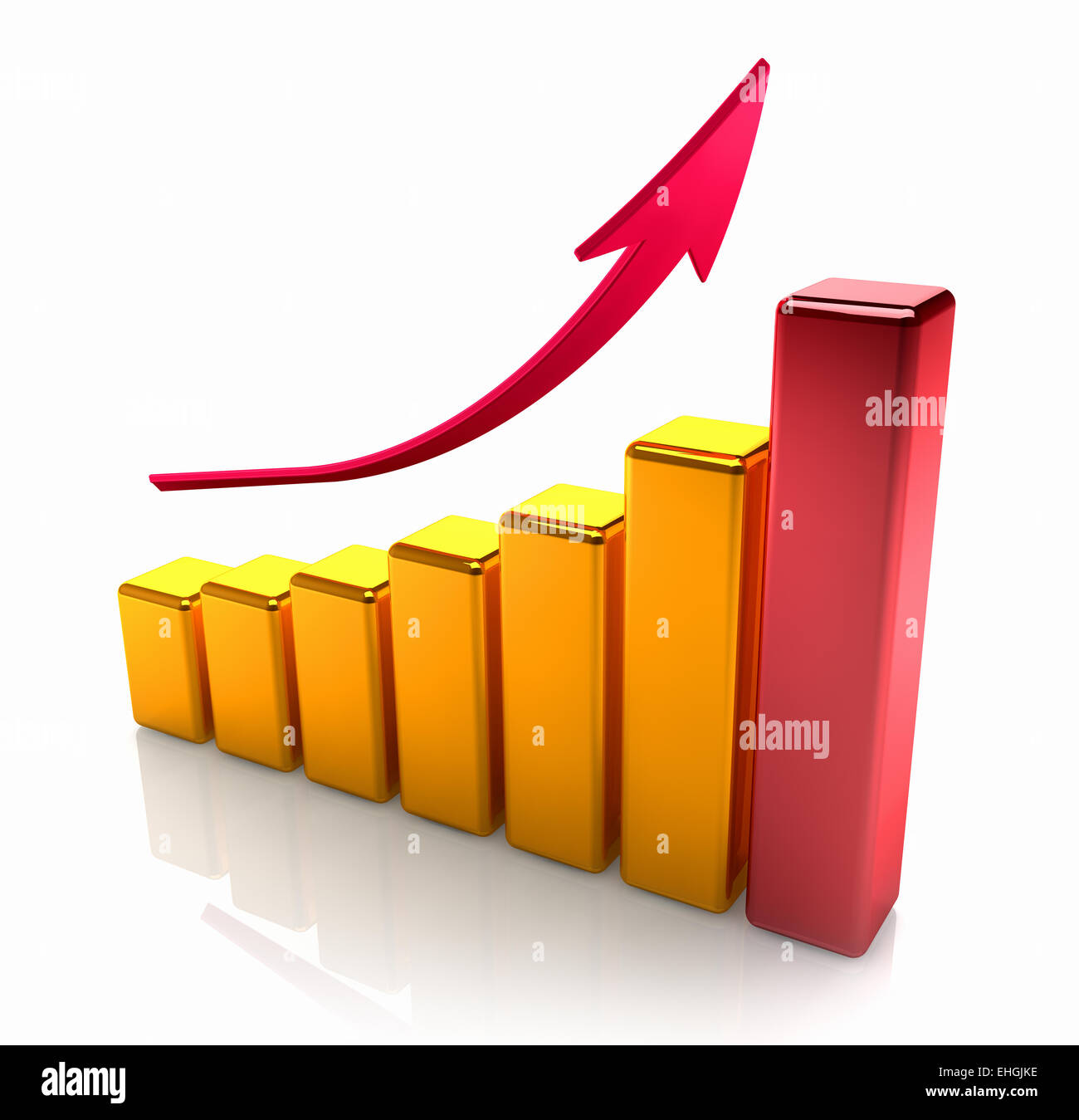 Golden Graph With Arrow Stock Photo - Alamy