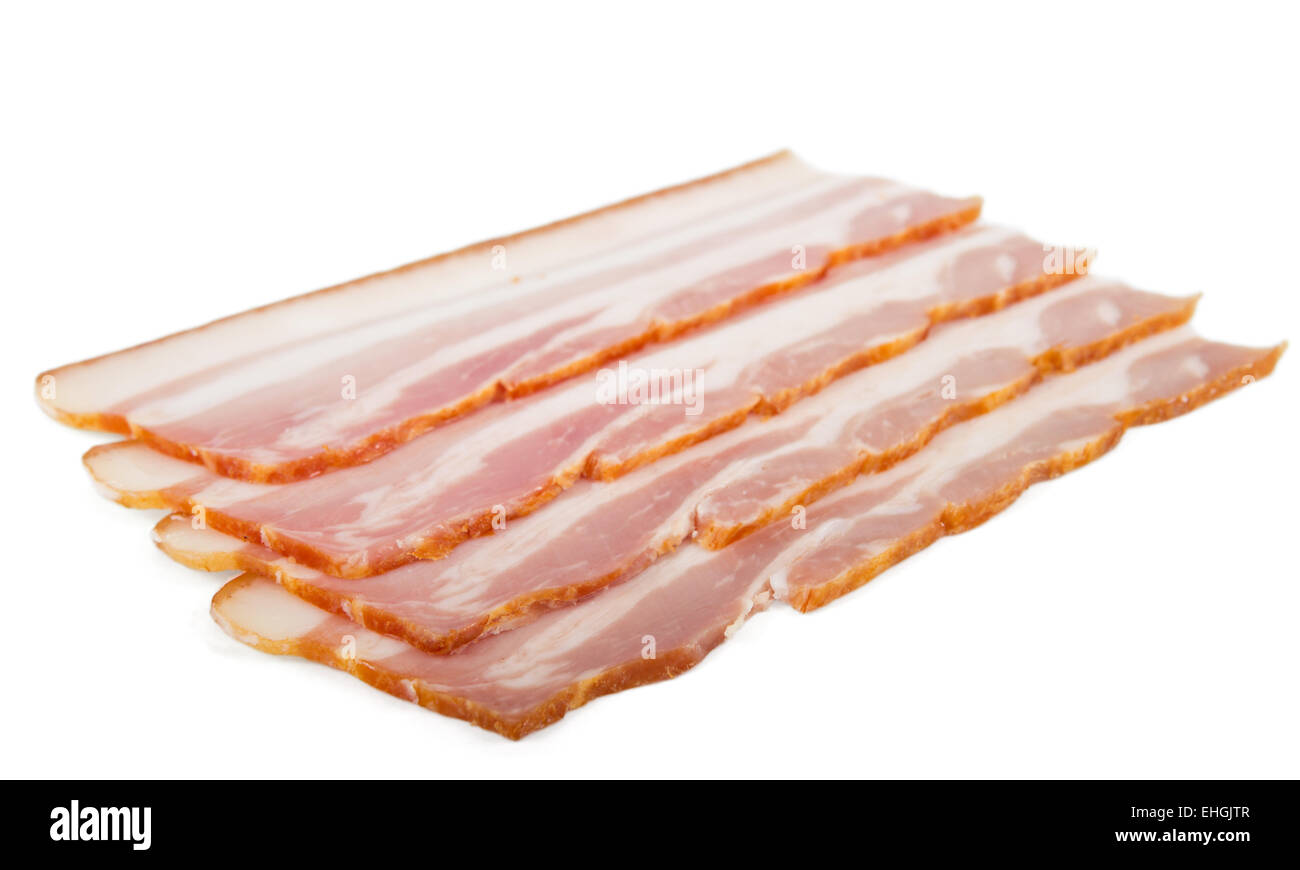 Stacked bacon slices isolated on a white background Stock Photo - Alamy