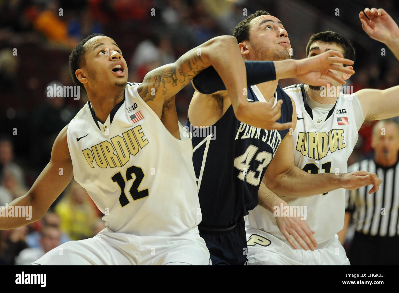 March 13, 2015: Purdue Boilermakers forward Vince Edwards (12) blocks ...