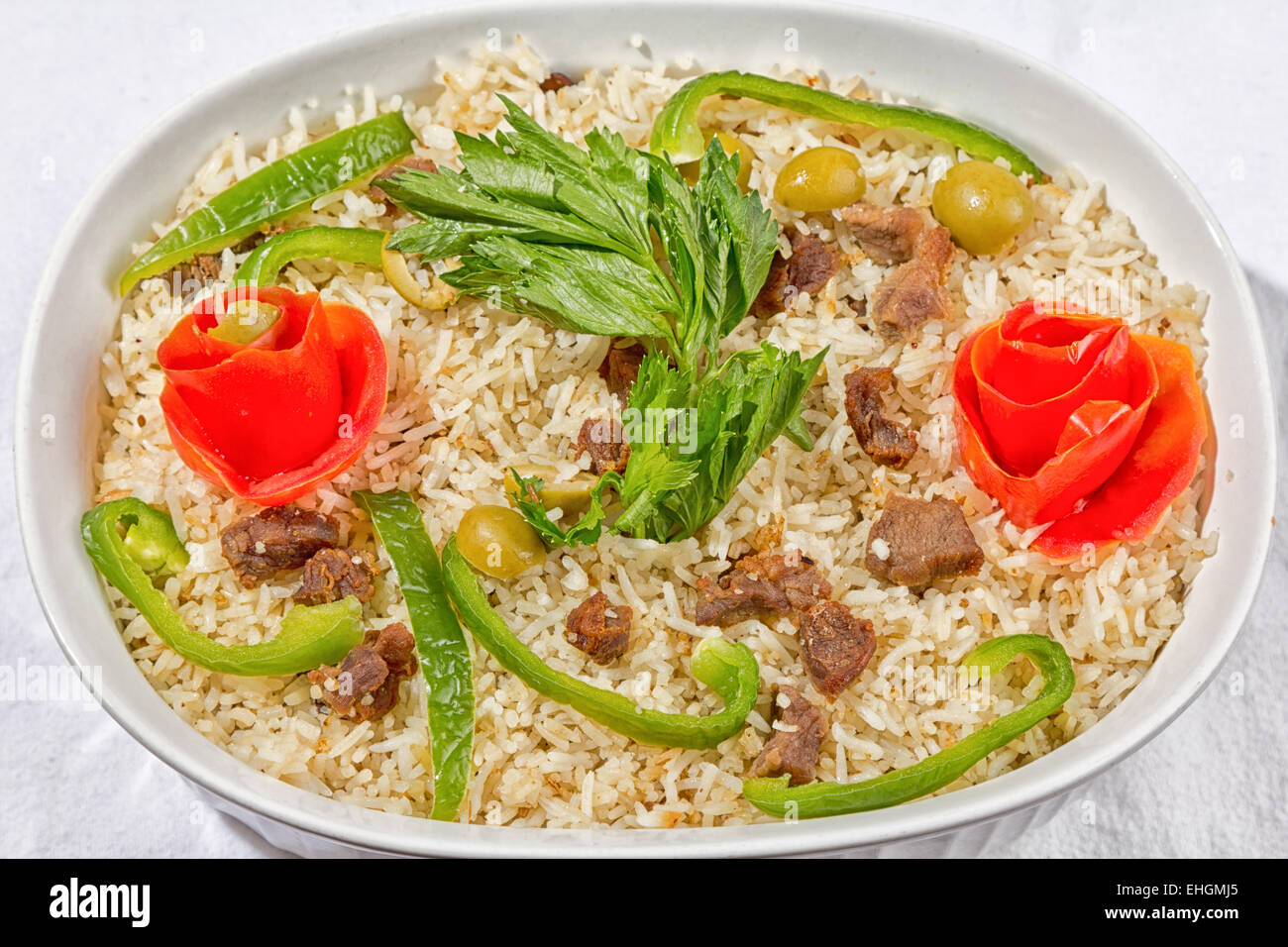 Rice with meat and vegetables Stock Photo - Alamy