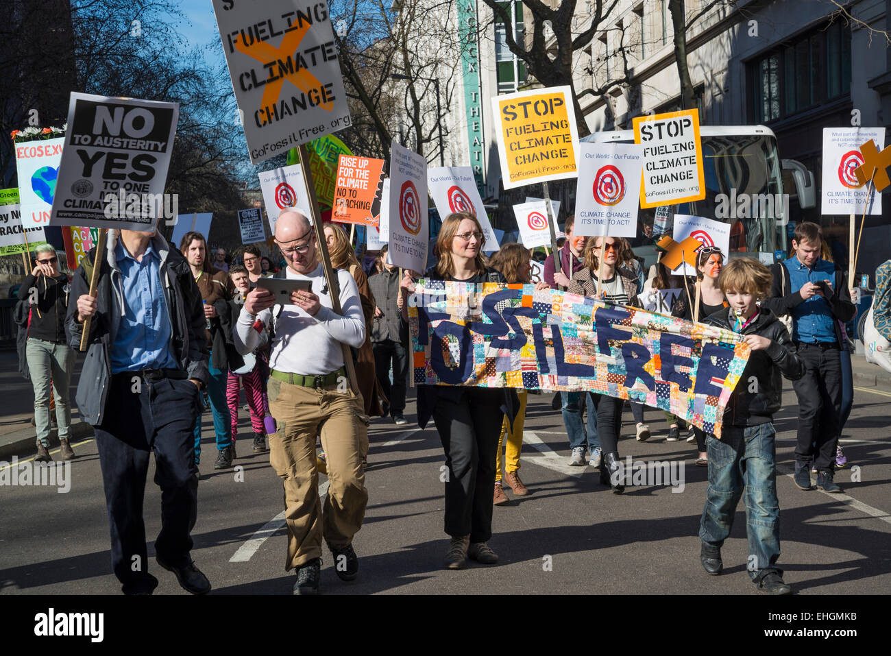 Campaign Against Climate Change demonstration, London, 7 March 2015, Uk ...