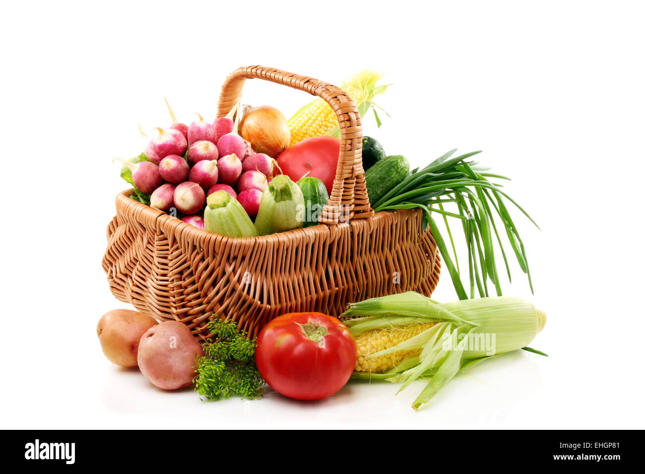 Summer vegetables in basket Stock Photo - Alamy