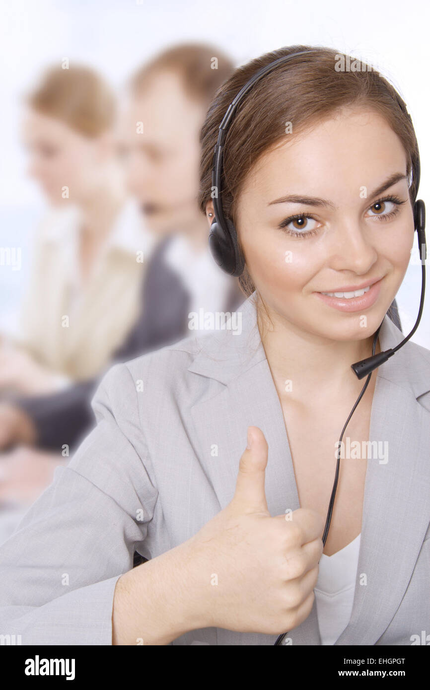 Group of happy customer service people Stock Photo - Alamy