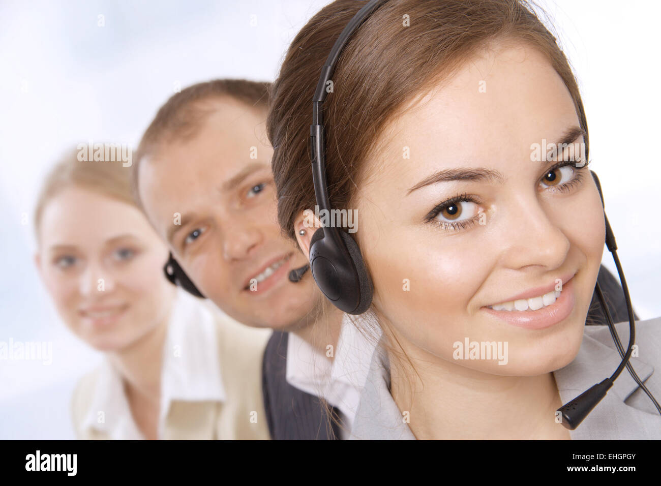 Group of happy customer service people Stock Photo - Alamy