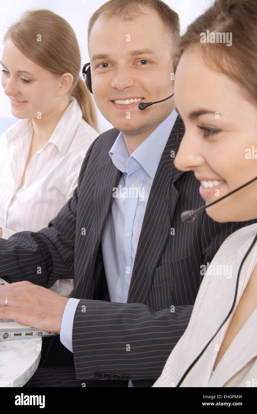 Group of happy customer service people Stock Photo - Alamy
