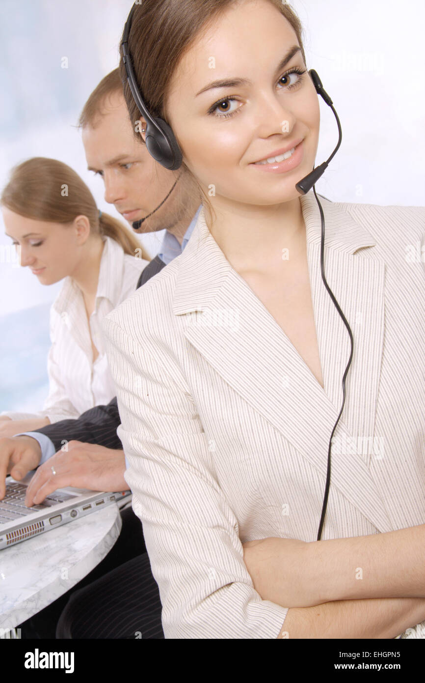 Group of happy customer service people Stock Photo - Alamy