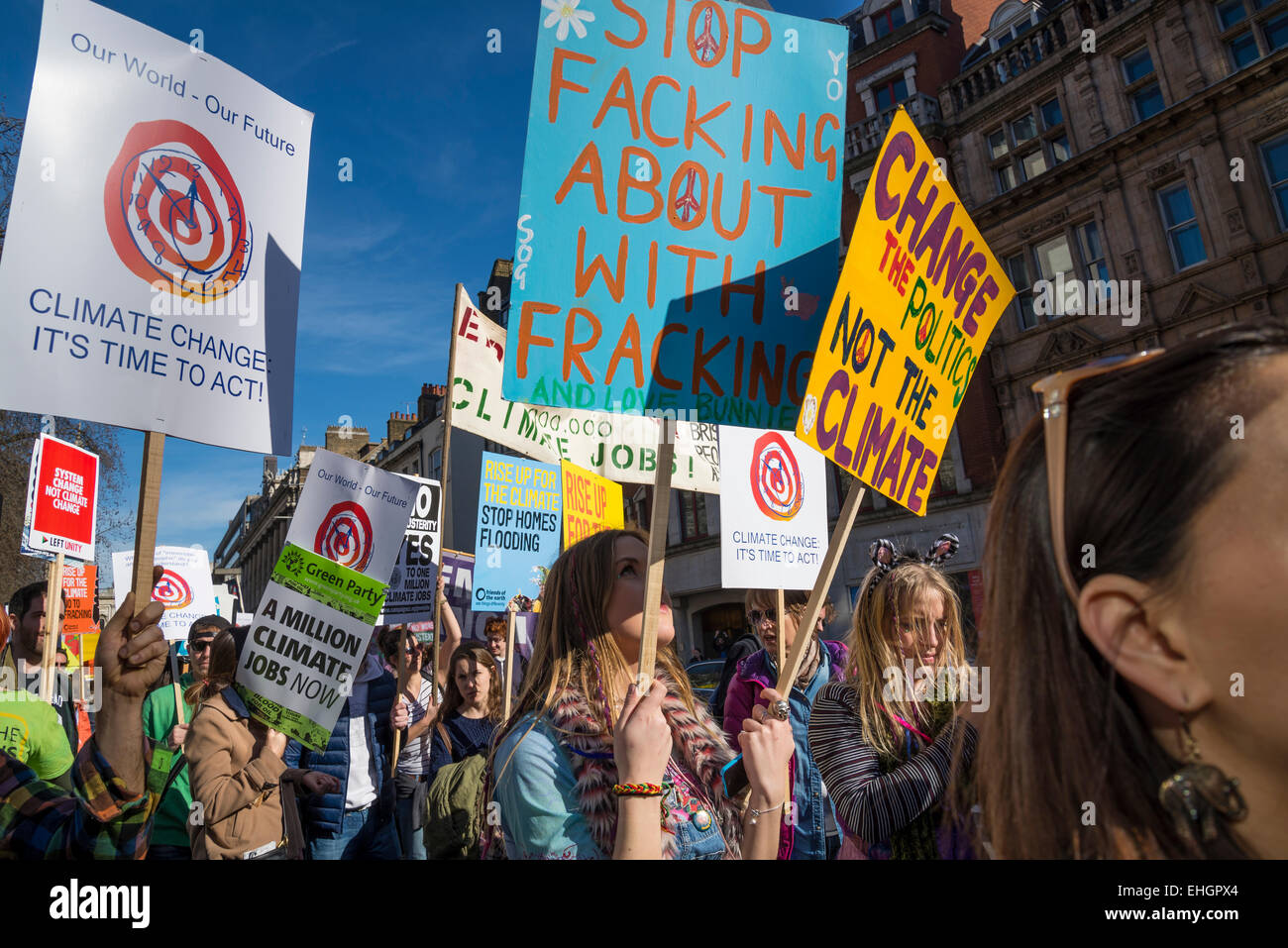 Campaign Against Climate Change demonstration, London, 7 March 2015, Uk ...