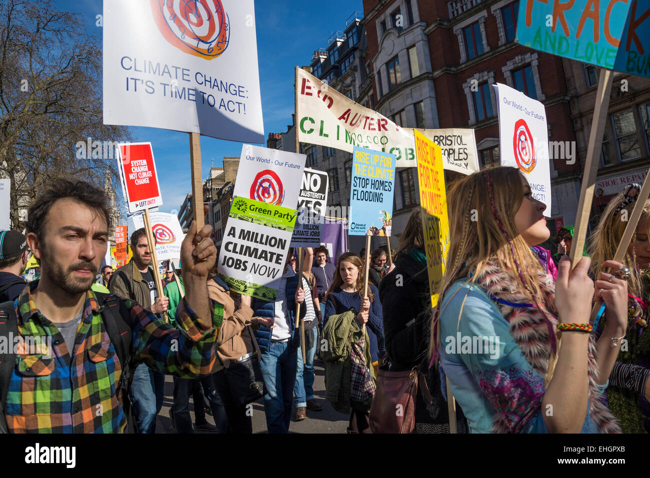 Campaign Against Climate Change demonstration, London, 7 March 2015, Uk ...