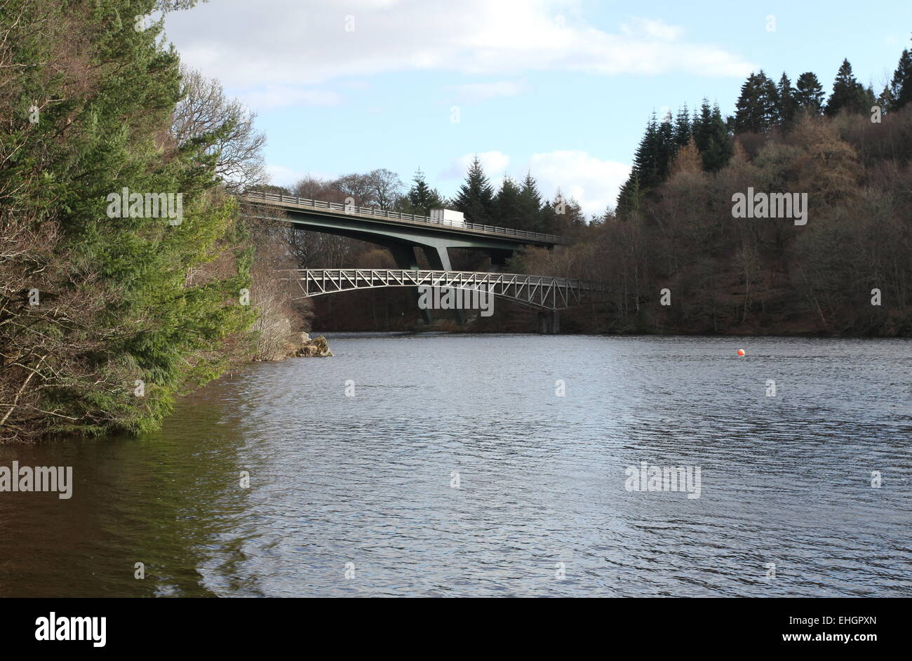 A9 bridge over Loch Faskally Pitlochry Scotland March 2015 Stock Photo ...