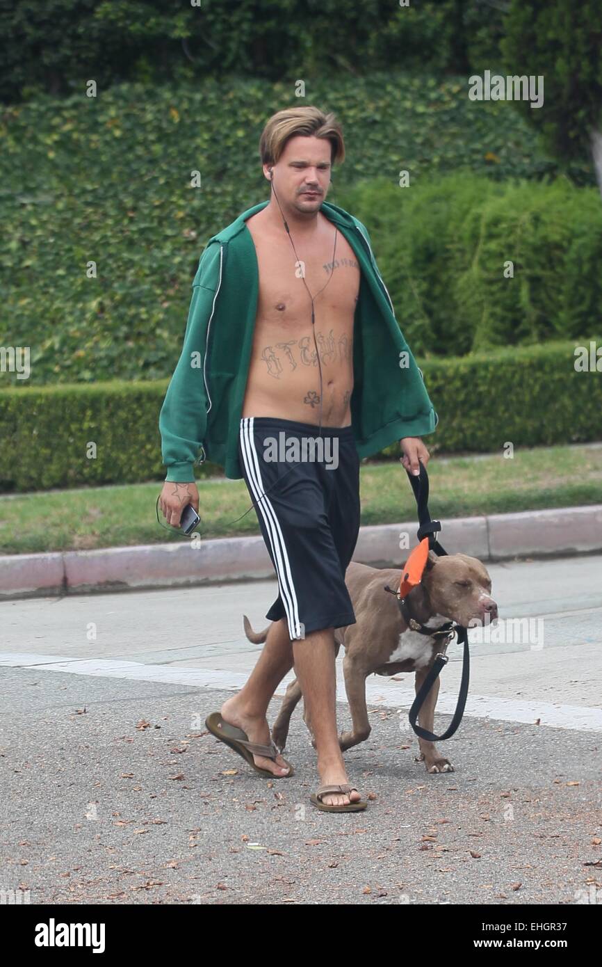 Sean Stuart walking his dog on Sunset Blvd Featuring: Sean Stuart Where ...