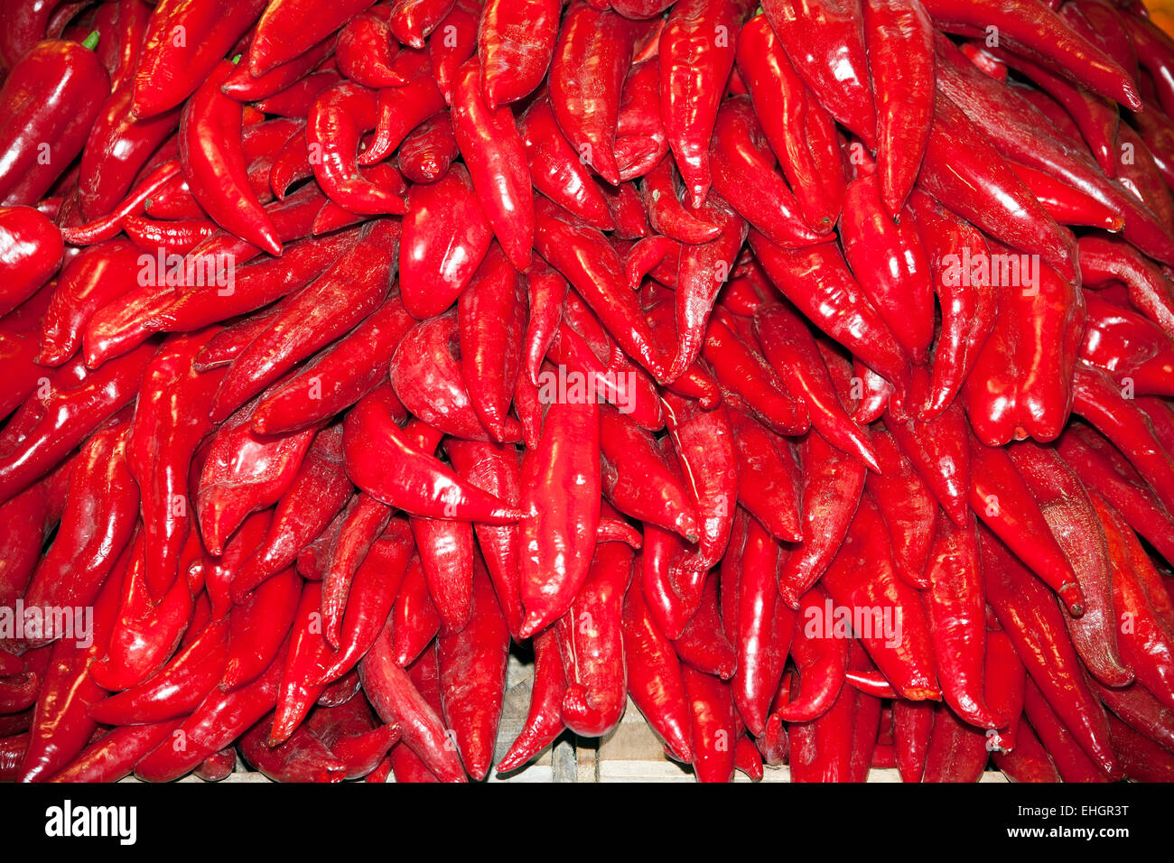 Organic red hungarian paprika for sale on farmers market Stock Photo ...
