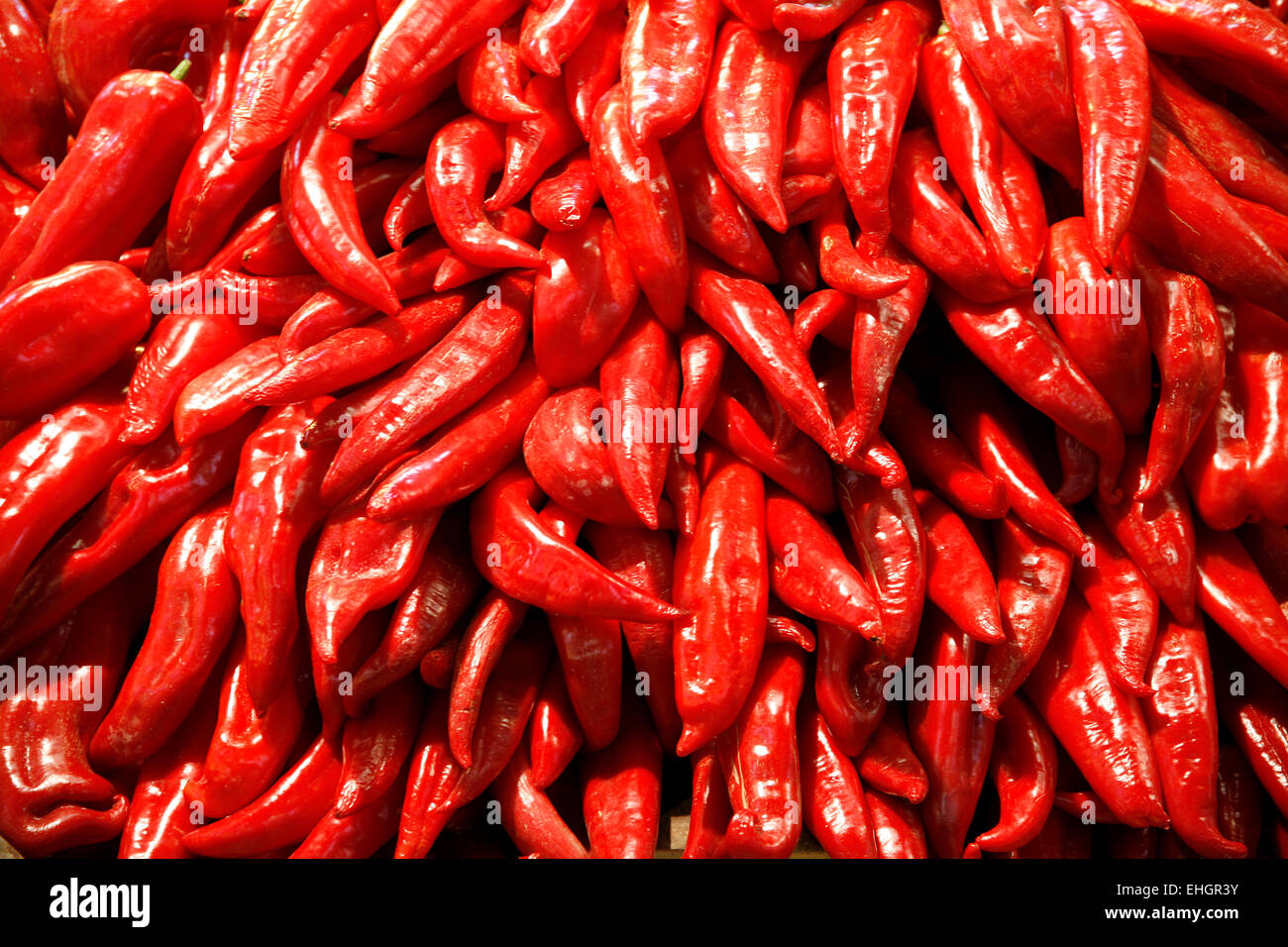 Organic red hungarian paprika for sale on farmers market Stock Photo ...