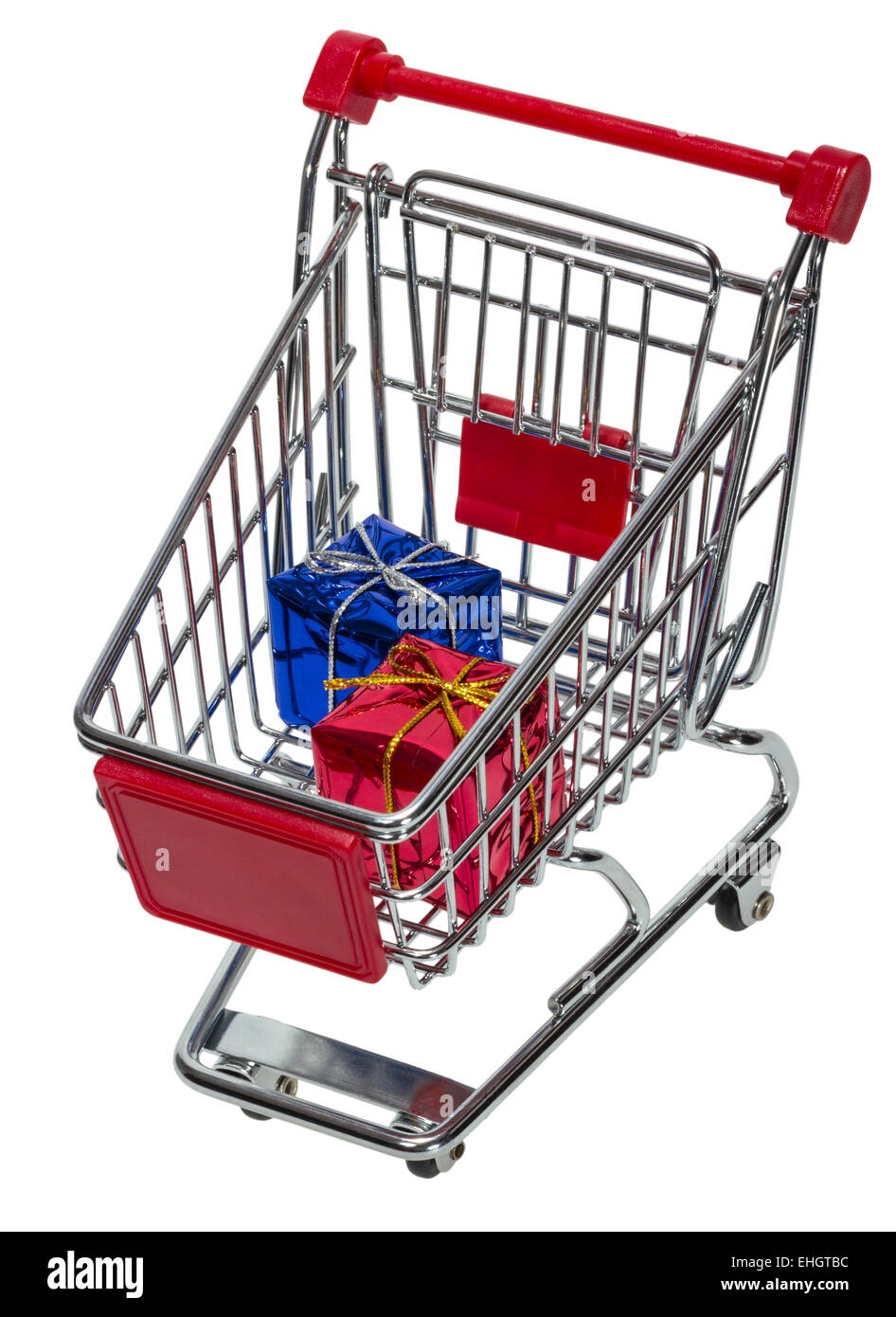 Supermarket basket gift boxes Cut Out Stock Images & Pictures - Alamy