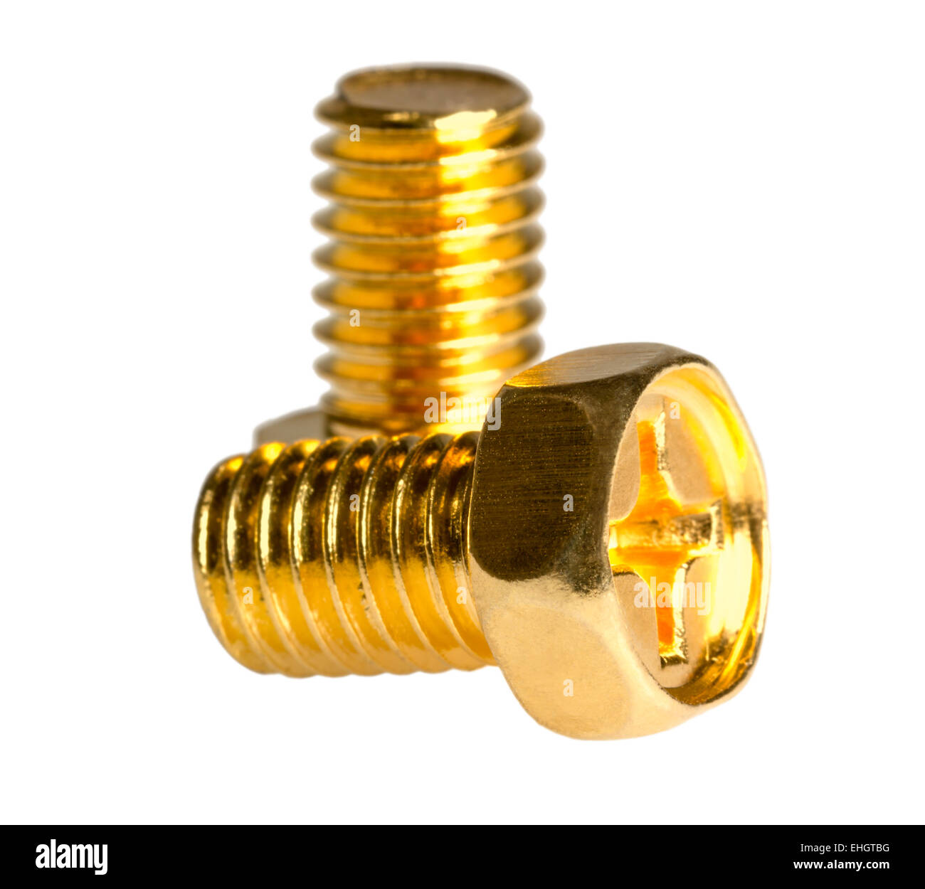 Two gold screw Stock Photo - Alamy