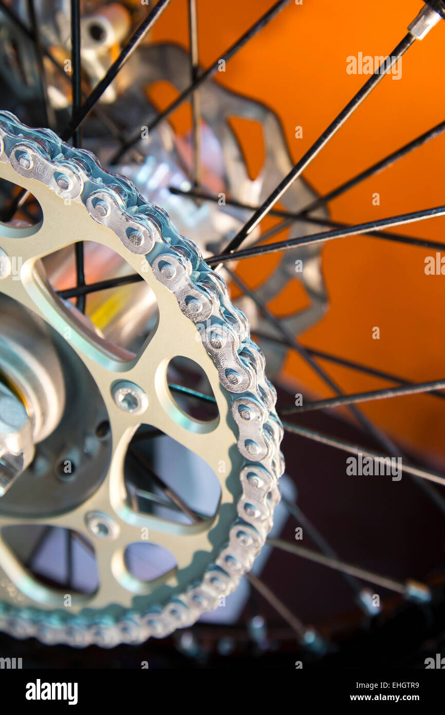 Motorcycle rear chain detail closeup Stock Photo - Alamy